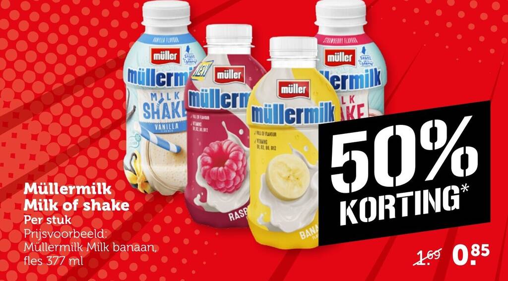 Müllermilk Milk of shake 377 ml aanbieding bij Coop