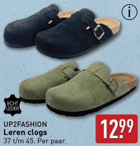UP2FASHION Leren clogs aanbieding bij ALDI