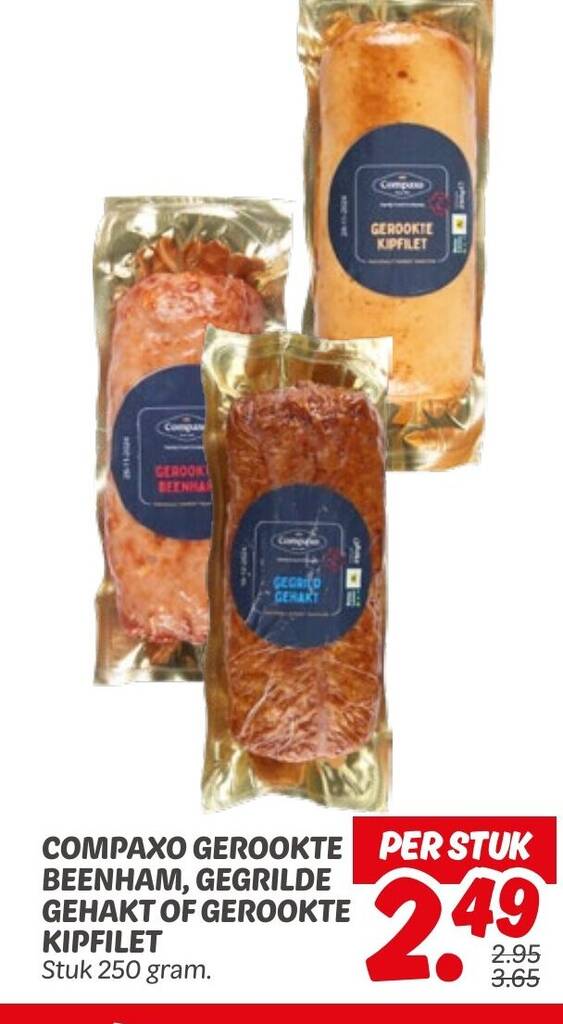 Compaxo gerookte per stuk beenham, gegrilde gehakt of gerookte kipfilet ...