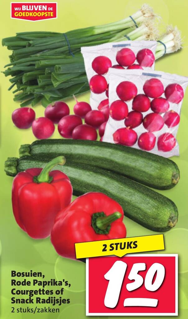 Bosuien, Rode Paprika's, Courgettes of Snack Radijsjes aanbieding bij Boni