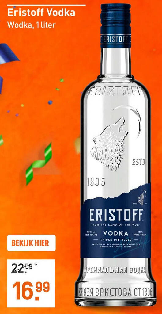 Eristoff Vodka 1 liter aanbieding bij Gall & Gall