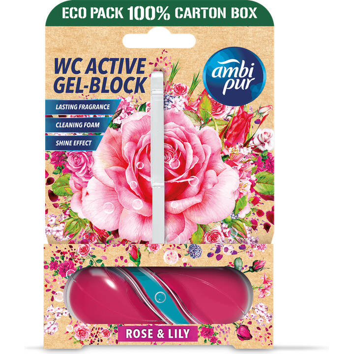 Ambi pur WC Active Gel-Block Rose & Lily 45 g 1+1 gratis aanbieding bij Jumbo