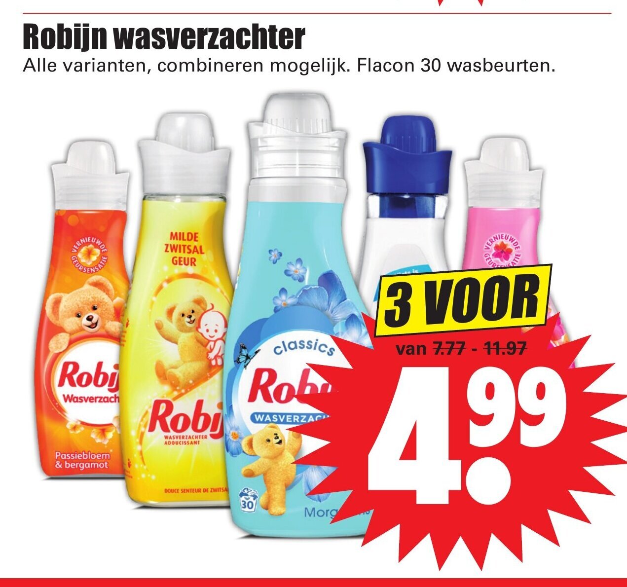 Robijn Wasverzachter 3*750ml aanbieding bij Dirk