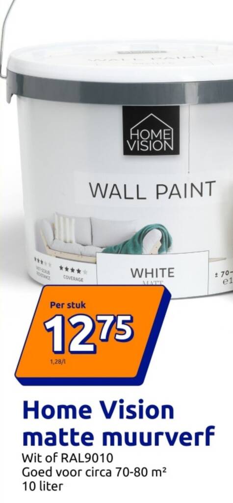 Home Vision matte muurverf 10 liter aanbieding bij Action Geldig t/m 25 ...