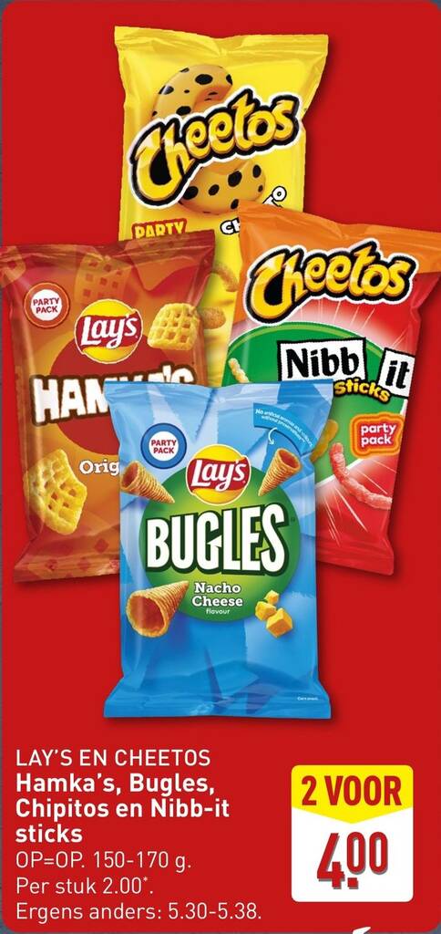Lay's en Cheetos Hamka's, Bugles, Chipitos en Nibb it sticks 150/170 ...