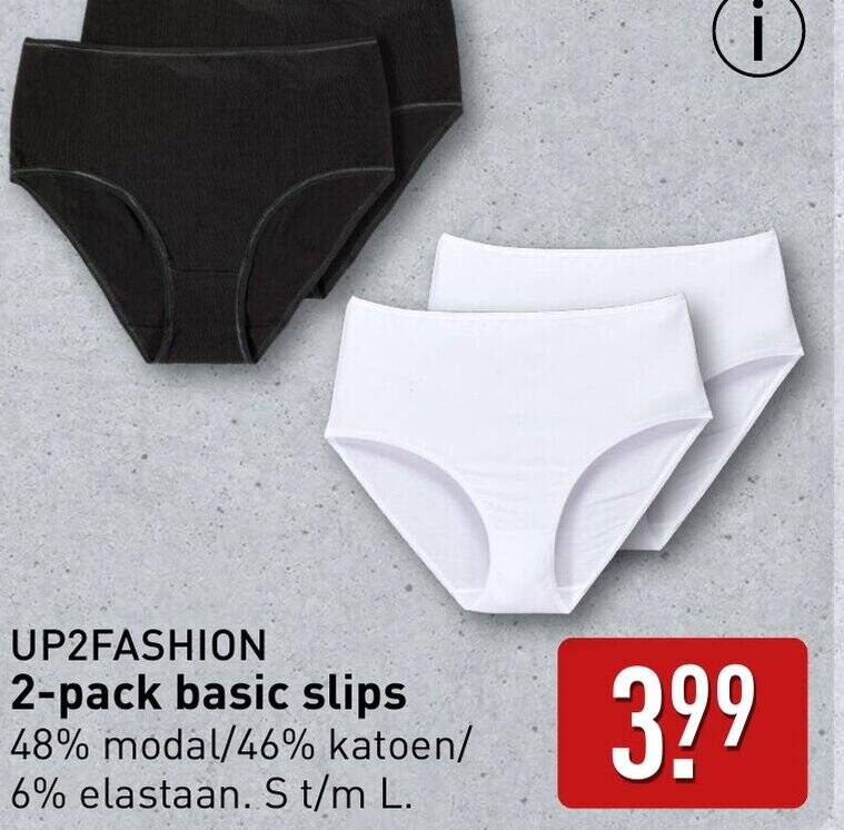 UP2FASHION 2-pack basic slips aanbieding bij ALDI