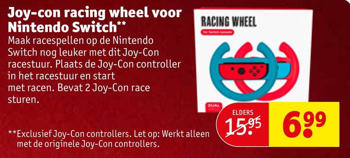 Joy-con racing wheel voor Nintendo Switch** aanbieding bij Kruidvat