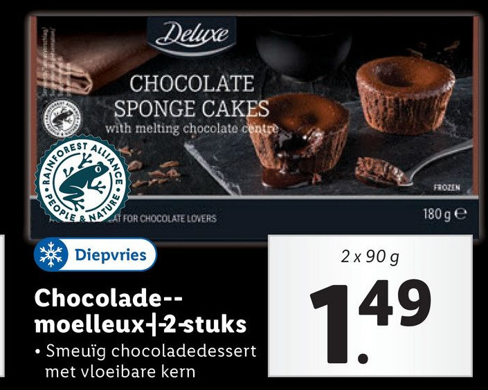 Chocolade-- moelleux-2-stuks aanbieding bij Lidl