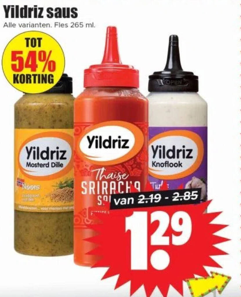 Yildriz saus 265 ml aanbieding bij Dirk