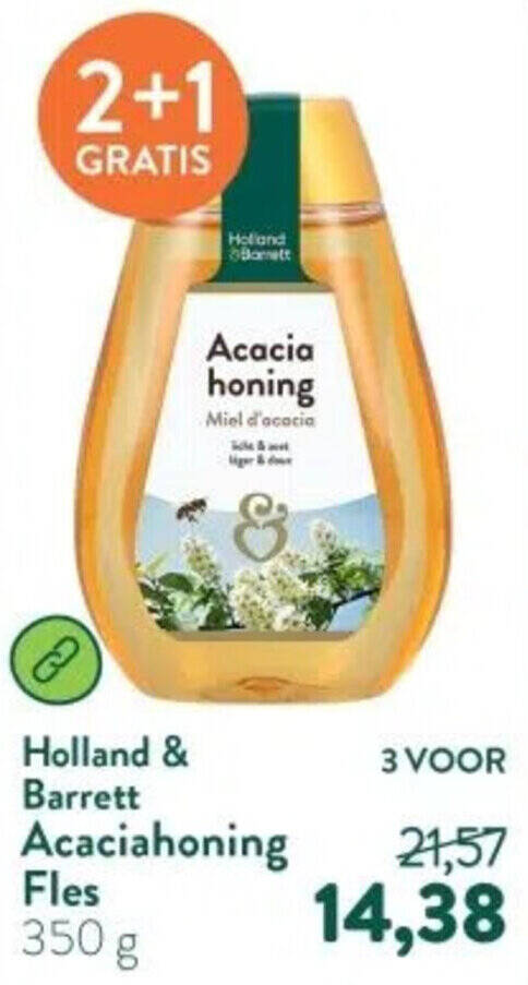 Holland & Barrett Acaciahoning Fles 350 gram 2+1 gratis aanbieding bij ...