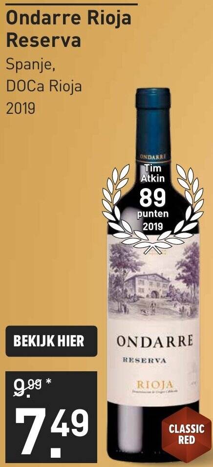 Ondarre Rioja Reserva aanbieding bij Gall & Gall