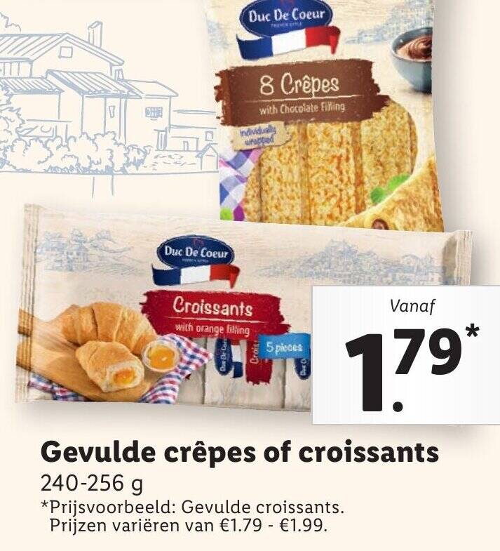 Gevulde crêpes of croissants 240-256 g aanbieding bij Lidl