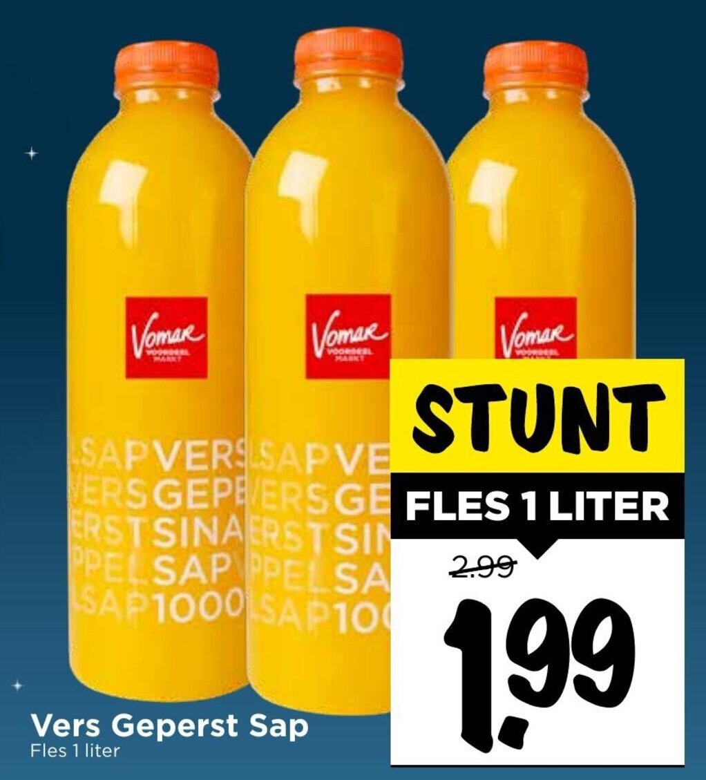 Vers geperst sap 1L aanbieding bij Vomar