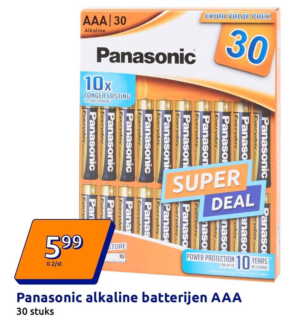 Panasonic alkaline batterijen AAA aanbieding bij Action