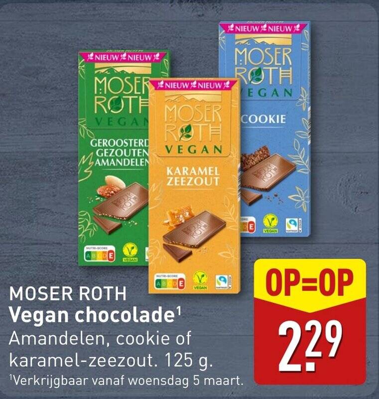 Moser Roth Vegan chocolade¹ 125 gram aanbieding bij ALDI