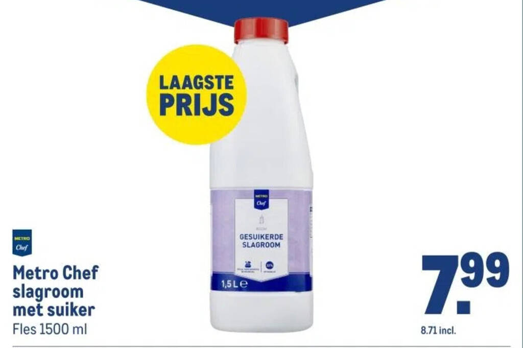 Metro Chef slagroom met suiker 1500 ml aanbieding bij Makro