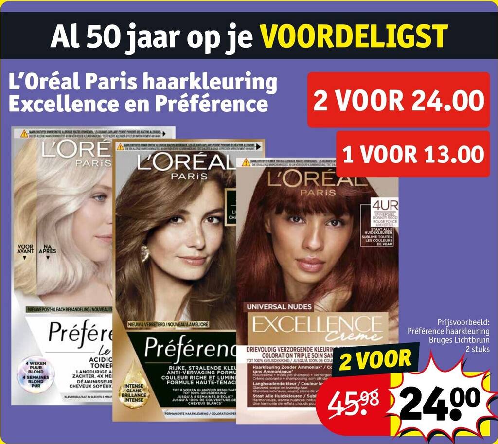 L'Oréal Paris haarkleuring Excellence en Préférence aanbieding bij ...