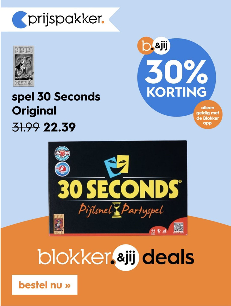 Spel 30 Seconds Original aanbieding bij Blokker