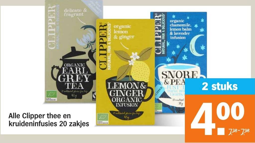Alle Clipper thee en kruideninfusies aanbieding bij Albert Heijn