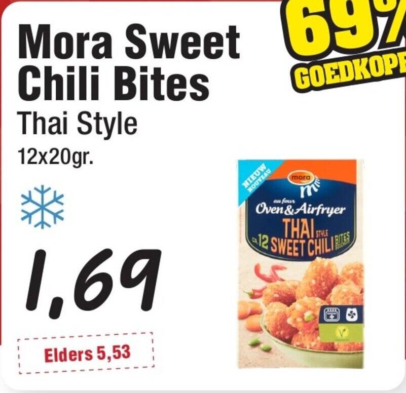 Mora Sweet Chili Bites 12 x 20 gram aanbieding bij Budget Food