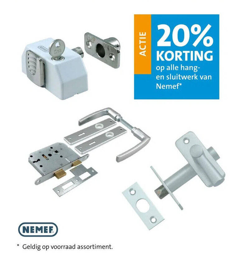 Op alle hang en sluitwerk van nemef aanbieding bij Jongeneel