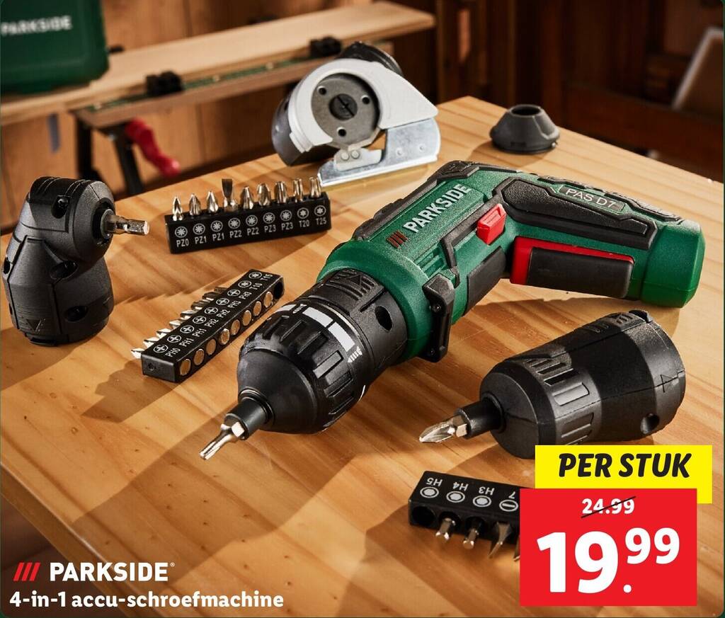III Parkside 4 in 1 accu schroefmachine aanbieding bij Lidl