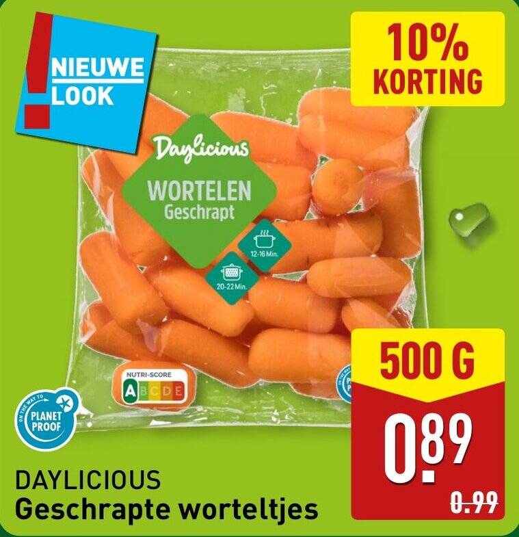 Daylicious Geschrapte worteltjes 500 gram aanbieding bij ALDI