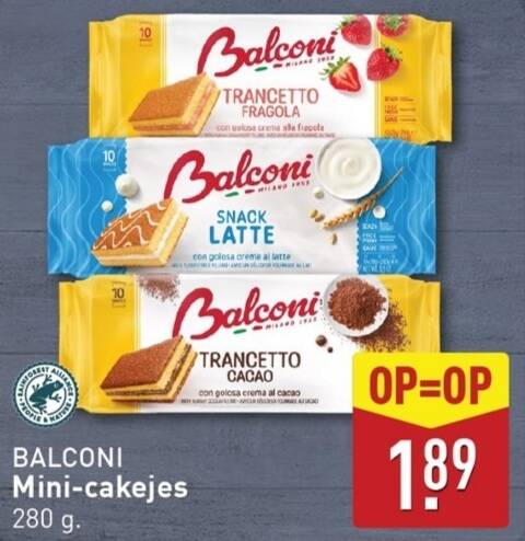 Balconi mini-cakejes 280 gram aanbieding bij ALDI