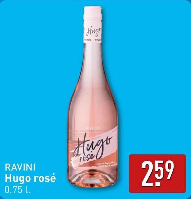 Ravini hugo rosé 0.75 liter aanbieding bij ALDI