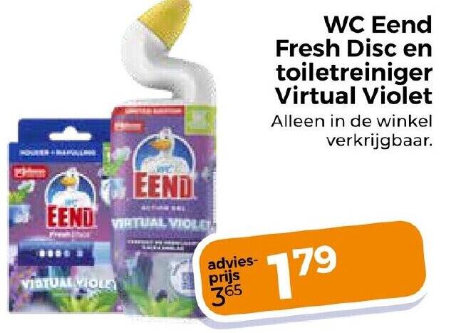 WC Eend Fresh Disc en toiletreiniger Virtual Violet aanbieding bij ...