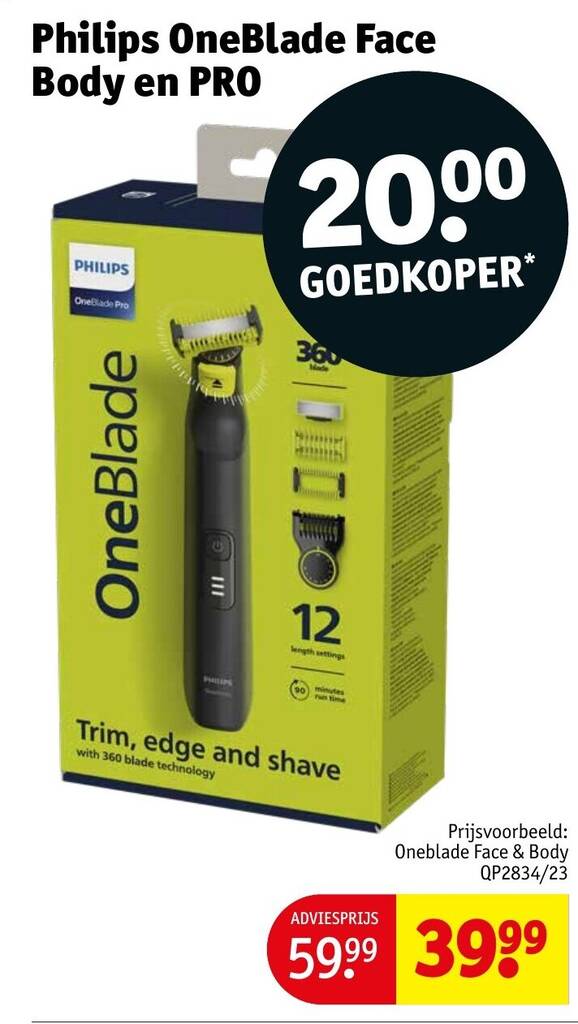 Philips OneBlade Face Body en PRO aanbieding bij Kruidvat