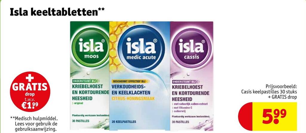 Isla keeltabletten aanbieding bij Kruidvat
