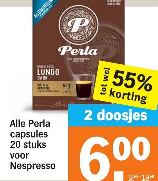 Alle Perla capsules 20 stuks voor Nespresso aanbieding bij Albert Heijn