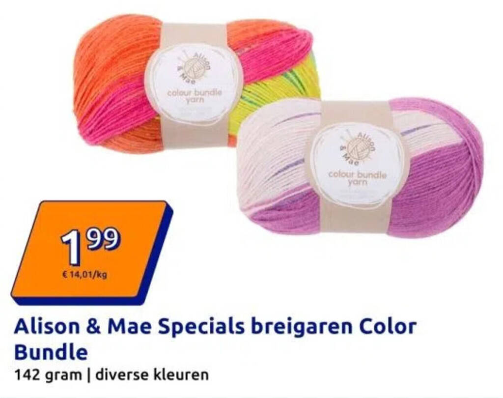 Alison & Mae Specials breigaren Color 142 gram aanbieding bij Action