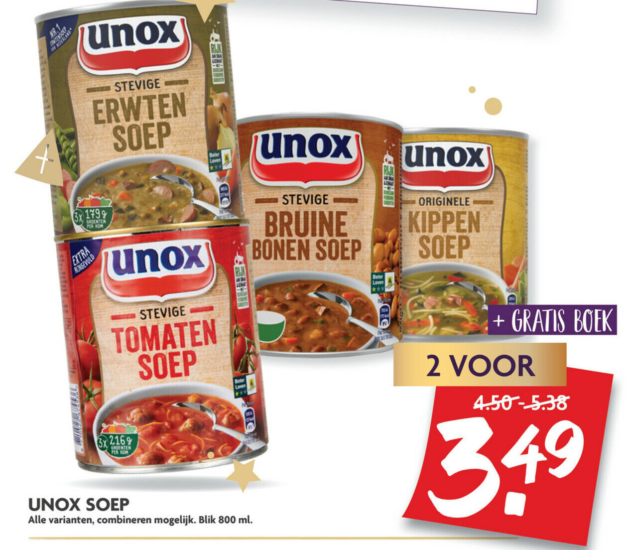 Unox Soep in blik 2*800ml aanbieding bij Dekamarkt