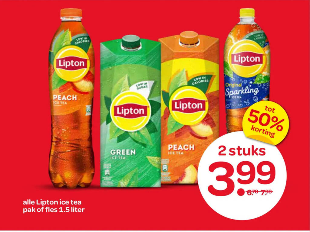 Lipton ice tea 1.5 liter aanbieding bij Spar