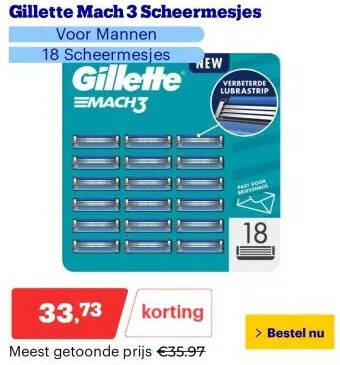 Gillette Mach 3 Scheermesjes aanbieding bij Bol.com