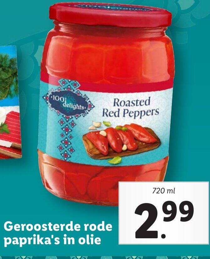 Geroosterde rode paprika's in olie 720 ml aanbieding bij Lidl
