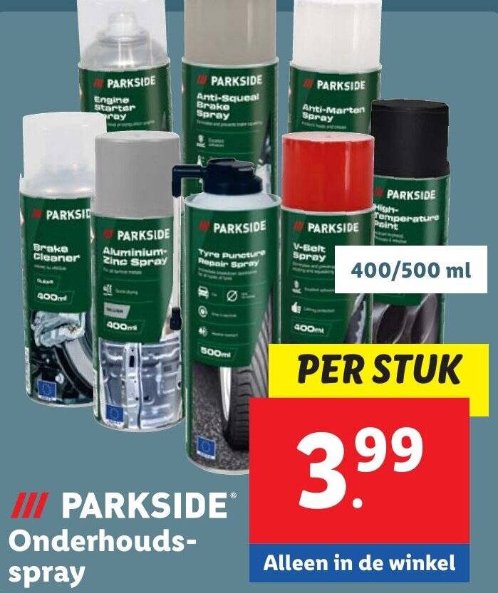 PARKSIDE Onderhouds spray 400-500 ml aanbieding bij Lidl