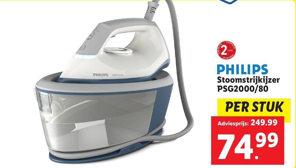 PHILIPS Stoomstrijkijzer PSG2000/80 aanbieding bij Lidl