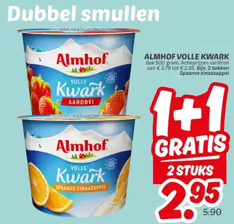 Almhof volle kwark 500 g aanbieding bij Dekamarkt