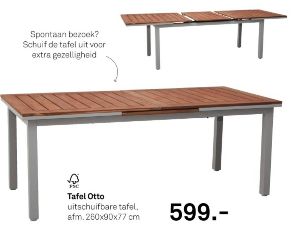 Tafel Otto 260x90x77 cm aanbieding bij Karwei