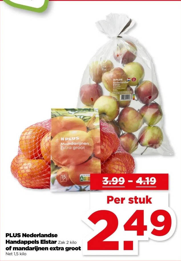 PLUS Nederlandse Handappels Elstar Zak 2 kilo of mandarijnen extra ...