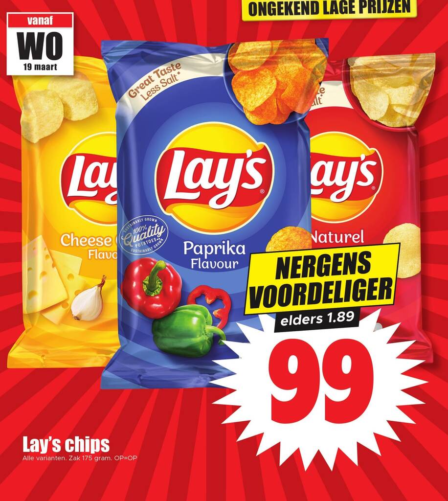 Lay's chips 175 g aanbieding bij Dirk