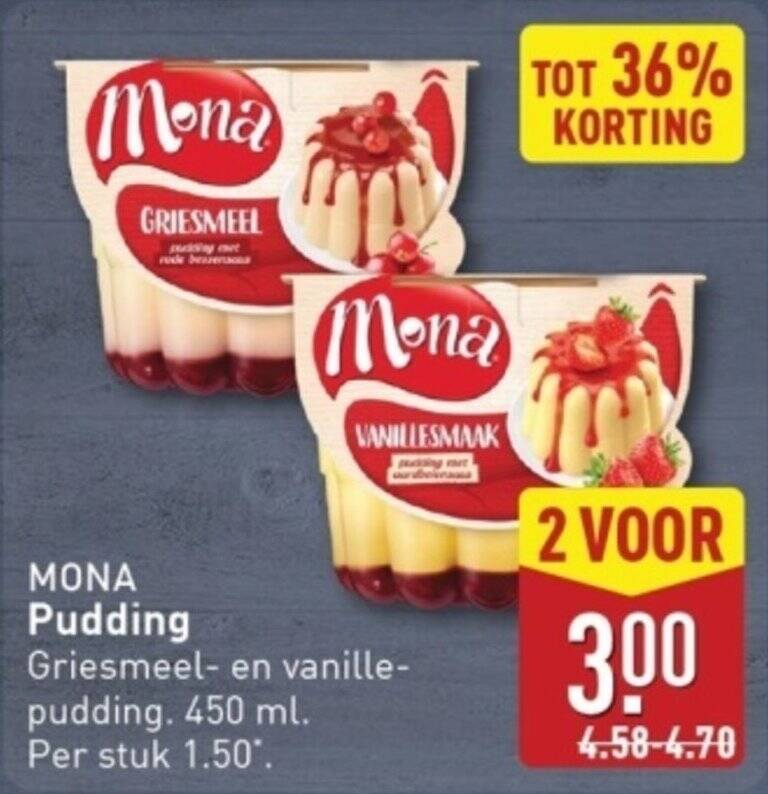 Μονα pudding 450 ml aanbieding bij ALDI