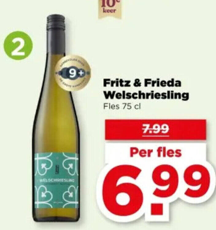 Fritz & Frieda Welschriesling 75 cl. aanbieding bij PLUS