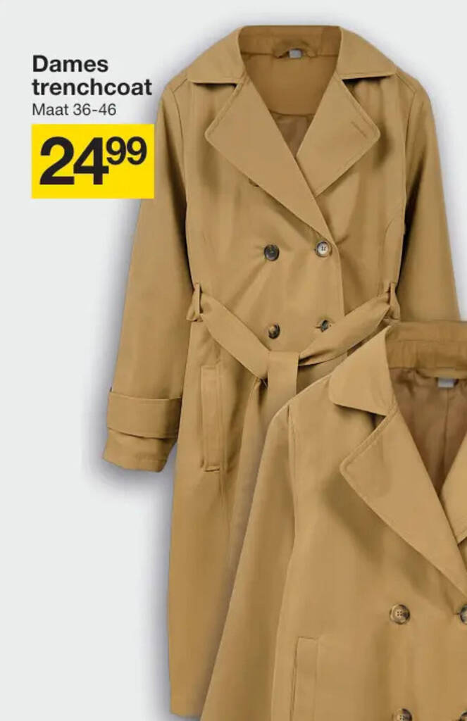 Dames trenchcoat aanbieding bij Zeeman € 24,99