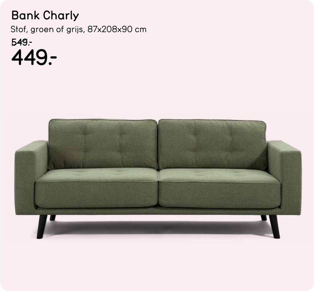 Bank Charly 87x208x90 cm aanbieding bij Leen Bakker