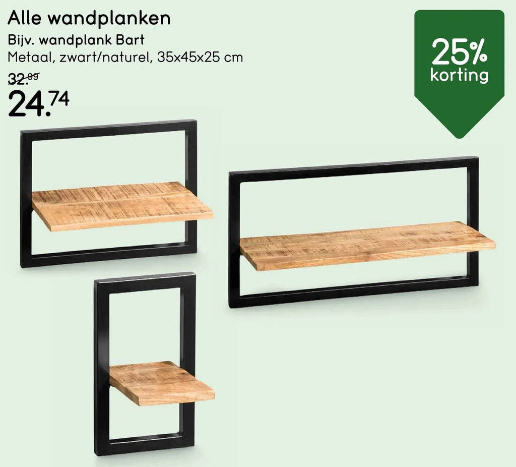 Wandplank Bart 35 x 45 x 25 cm aanbieding bij Leen Bakker