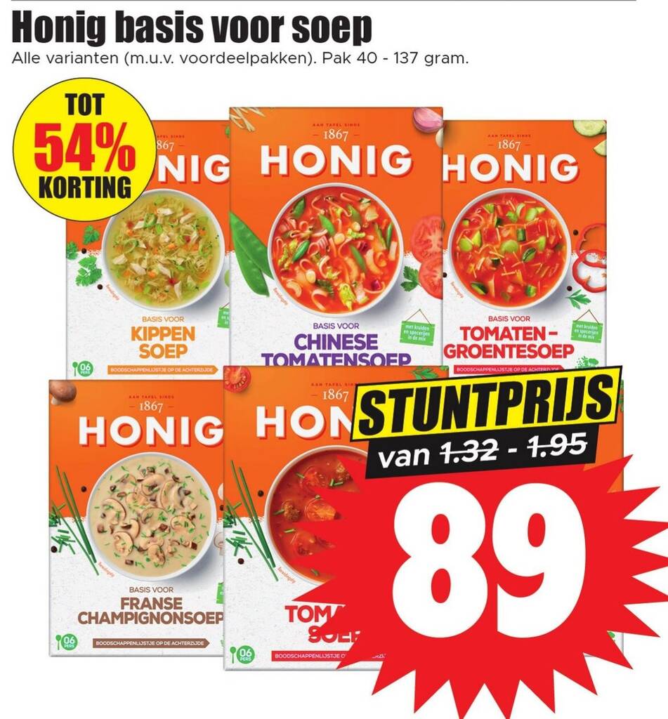 Honig basis voor soep 40-137 gram aanbieding bij Dirk